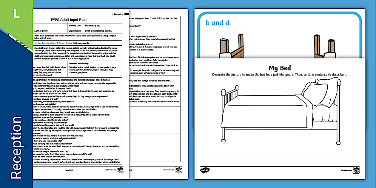 EYFS Describe My Bed Adult Input Plan and Resource Pack
