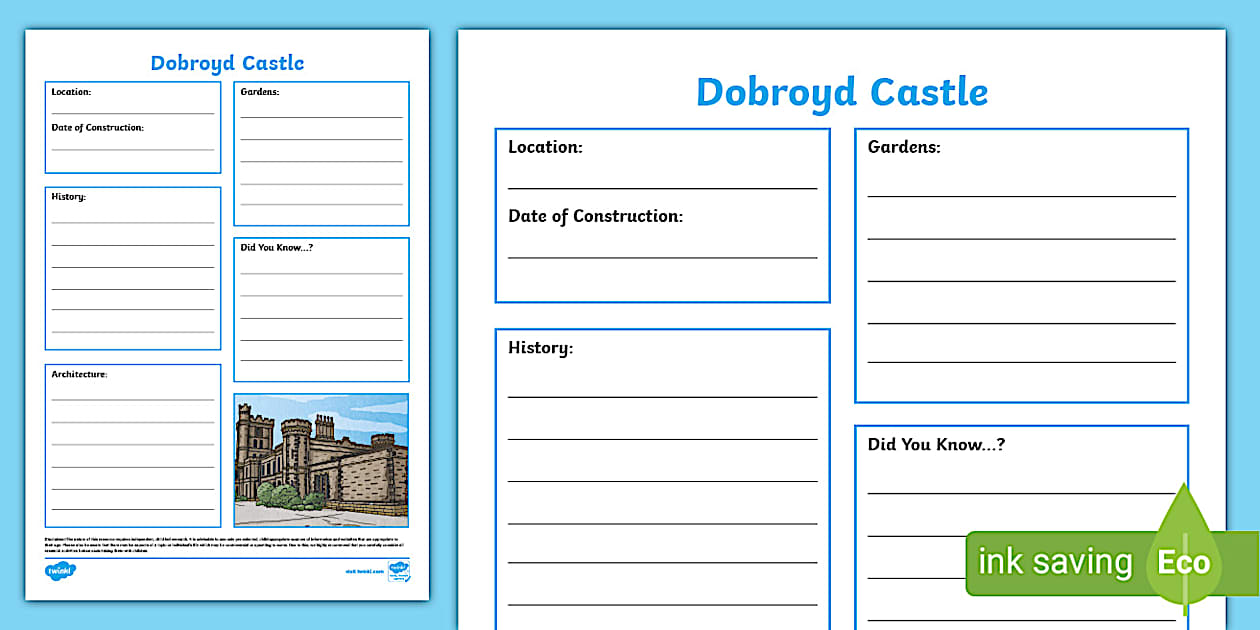 Dobroyd Castle Fact File Template (Teacher-Made) - Twinkl