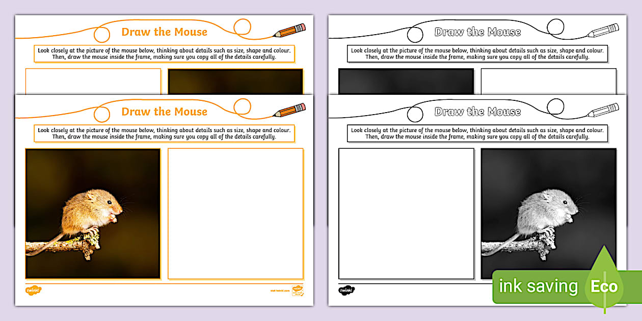 Draw the Mouse Worksheet (Teacher-Made) - Twinkl
