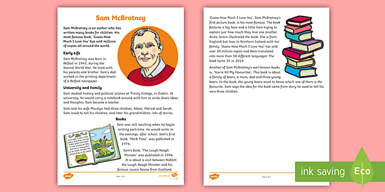 Black and White Sam McBratney Fact File - Twinkl