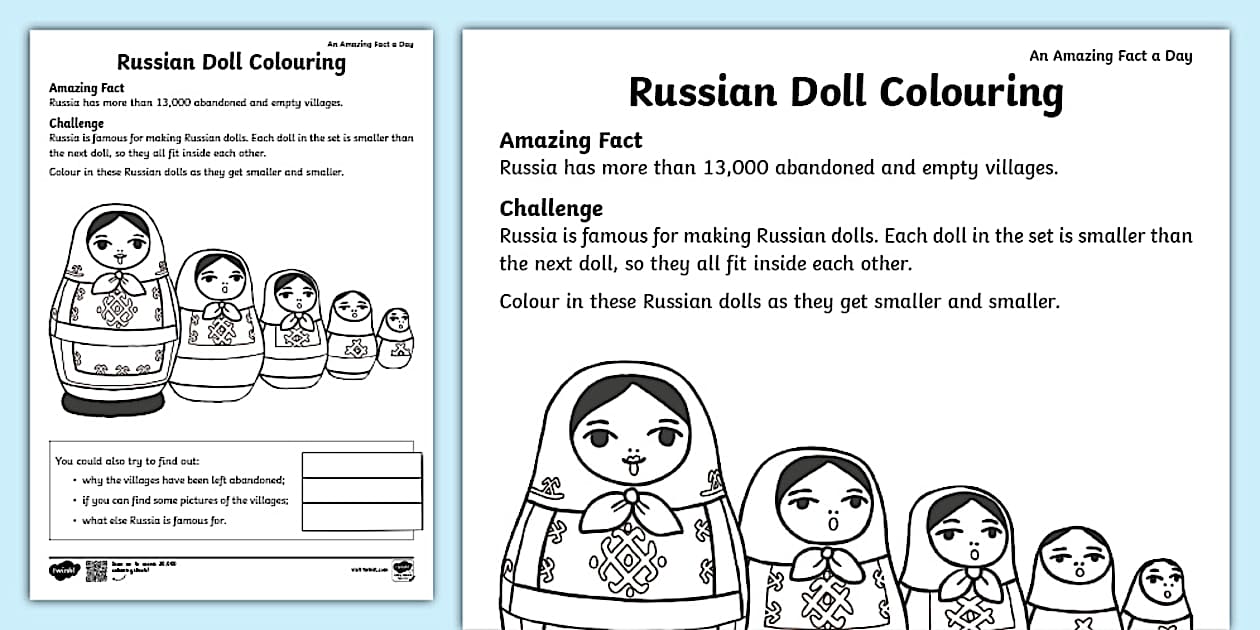 Russian Doll Colouring Worksheet / Worksheet (teacher made)