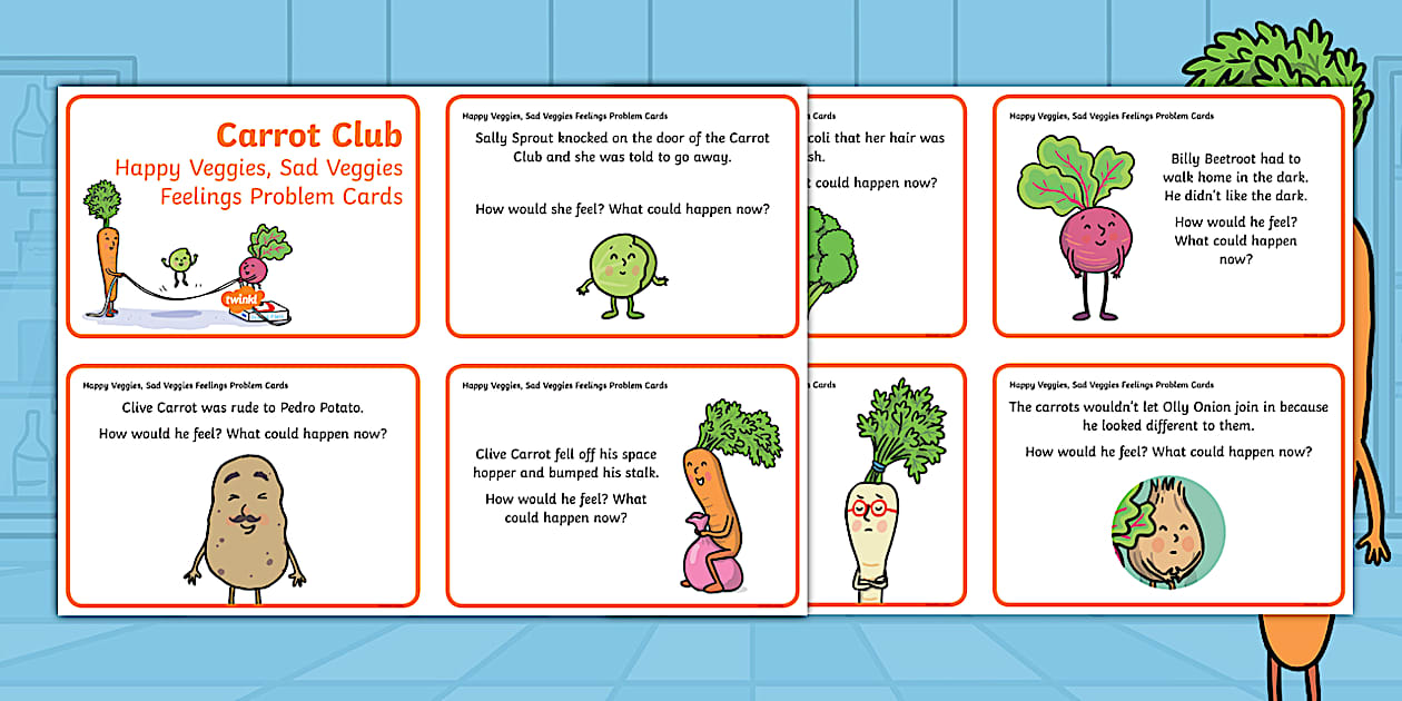 Happy Veggies, Sad Veggies Feelings Problem Cards