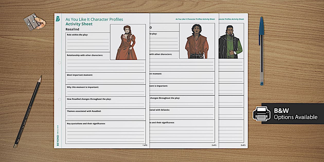 As You Like It Character Profiles Activity (teacher made)