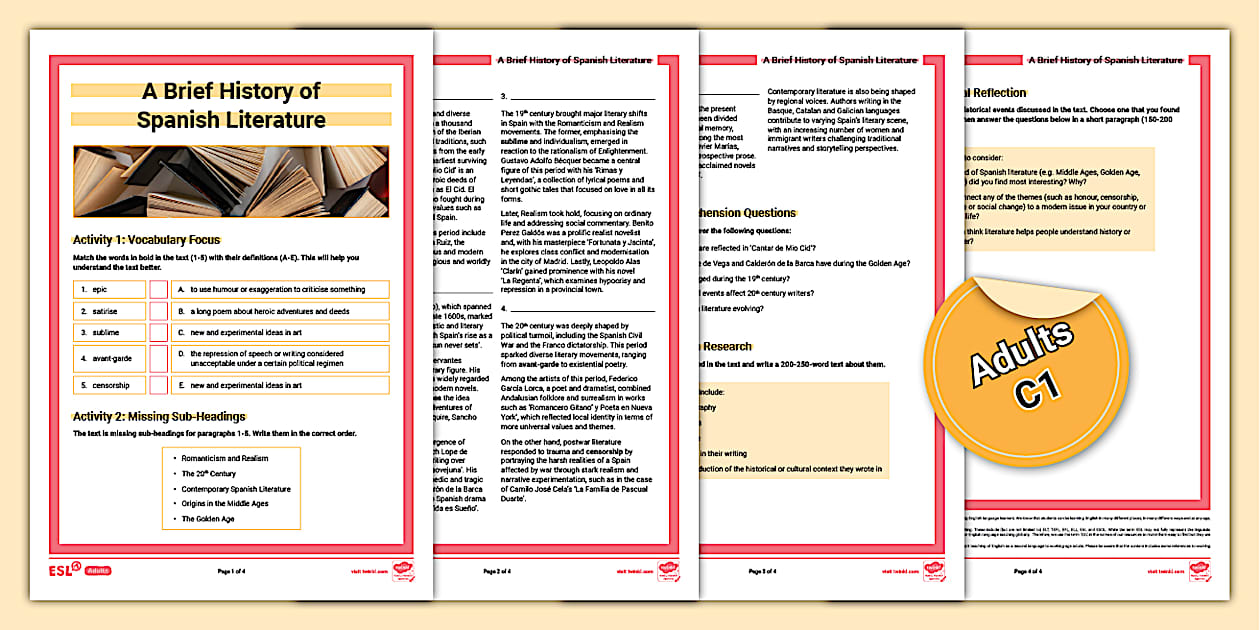 ESL A Brief History of Spanish Literature [Adults, C1]