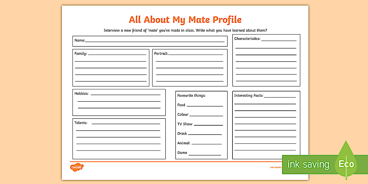 Back to School Friend Profile Worksheet (teacher made)