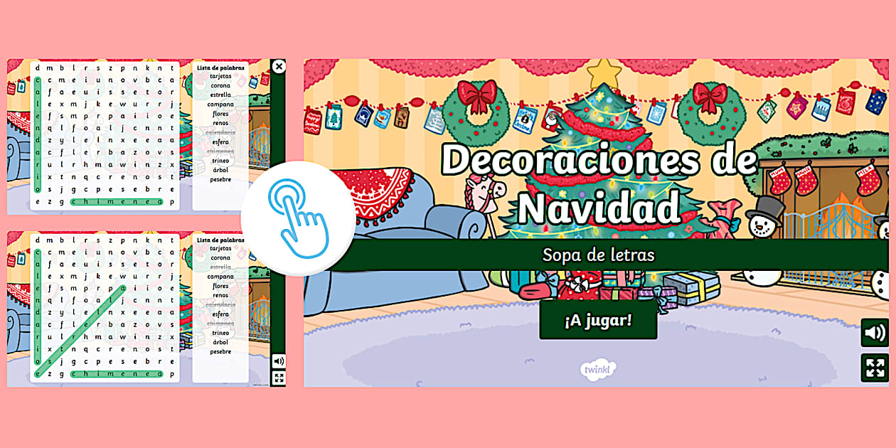 Sopa de letras: Decoraciones de Navidad (Teacher-Made)