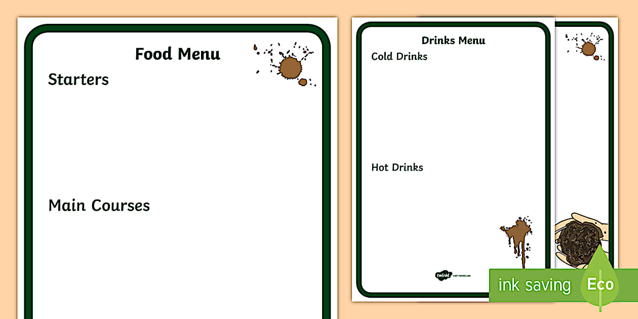 Mud Cafe Menu Writing Frame Template (teacher made) - Twinkl