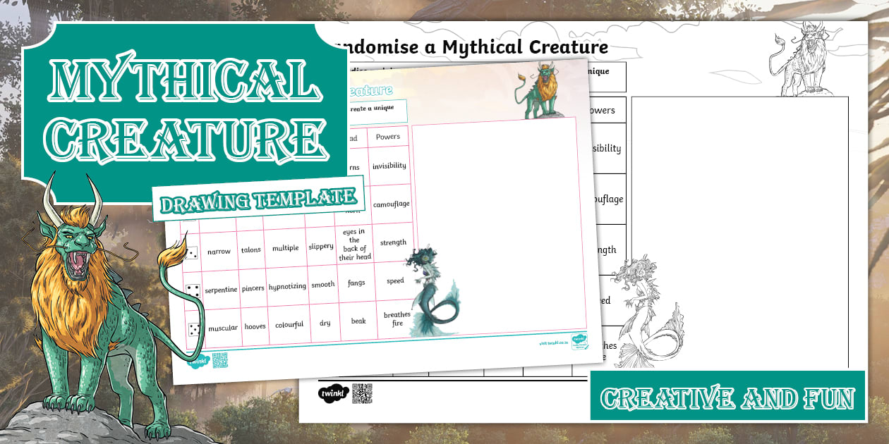 Randomise a Mythical Creature Drawing Template