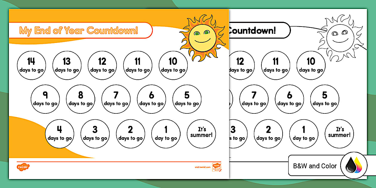 End of Year Countdown Poster (Teacher-Made) - Twinkl