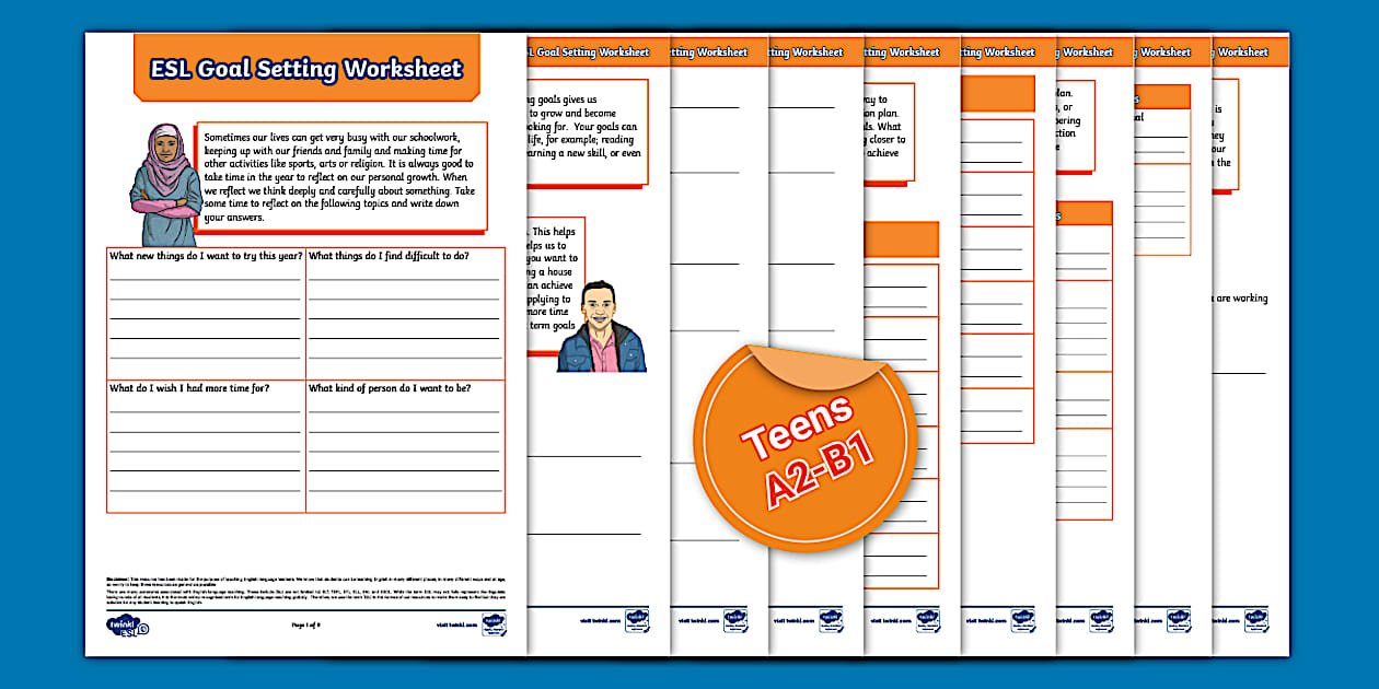 Twinkl ESL Goals Worksheet for Teens (teacher made) - Twinkl