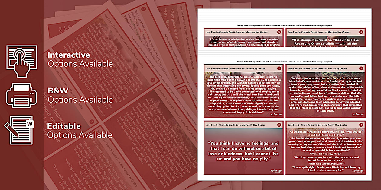 Jane Eyre Revision: Love Flashcards (teacher made) - Twinkl