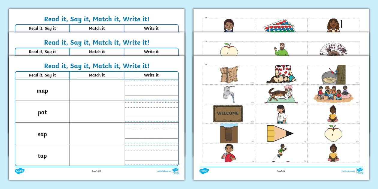 CVC Read it, Match it, Write it Mats Learners (teacher made)