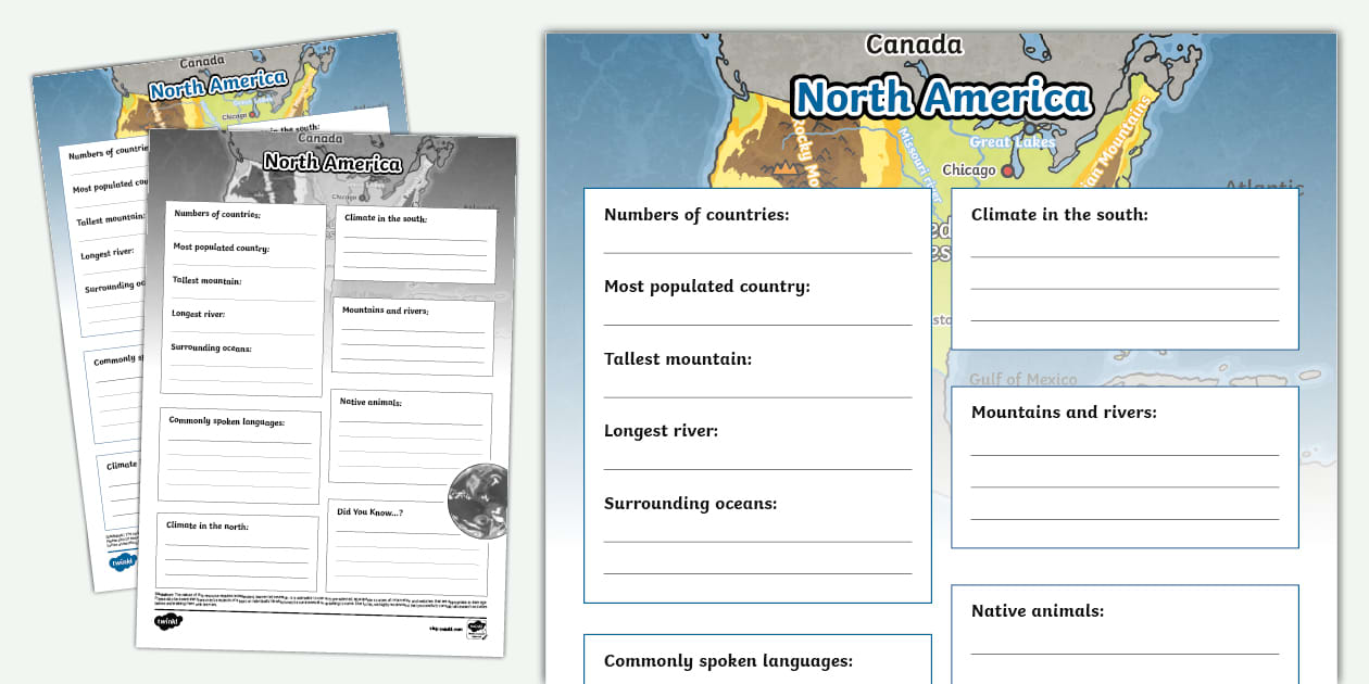North America KS2 Fact File Template (Teacher-Made) - Twinkl