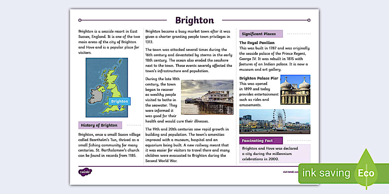 Brighton Local History Fact File - KS2 (teacher made)
