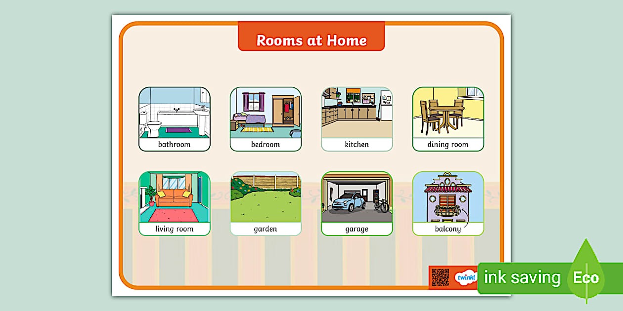 房間詞彙單字卡｜Rooms at Home Word Mat｜小四適用