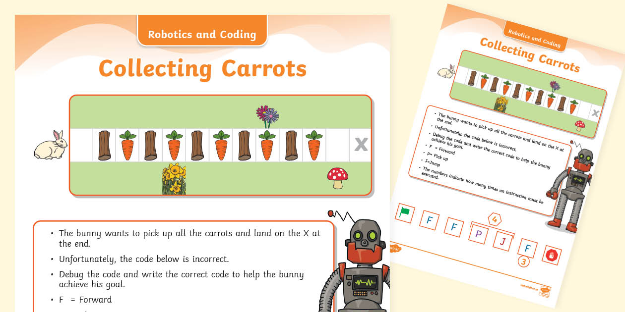 Robotics and Coding - Collect the Carrots - Twinkl