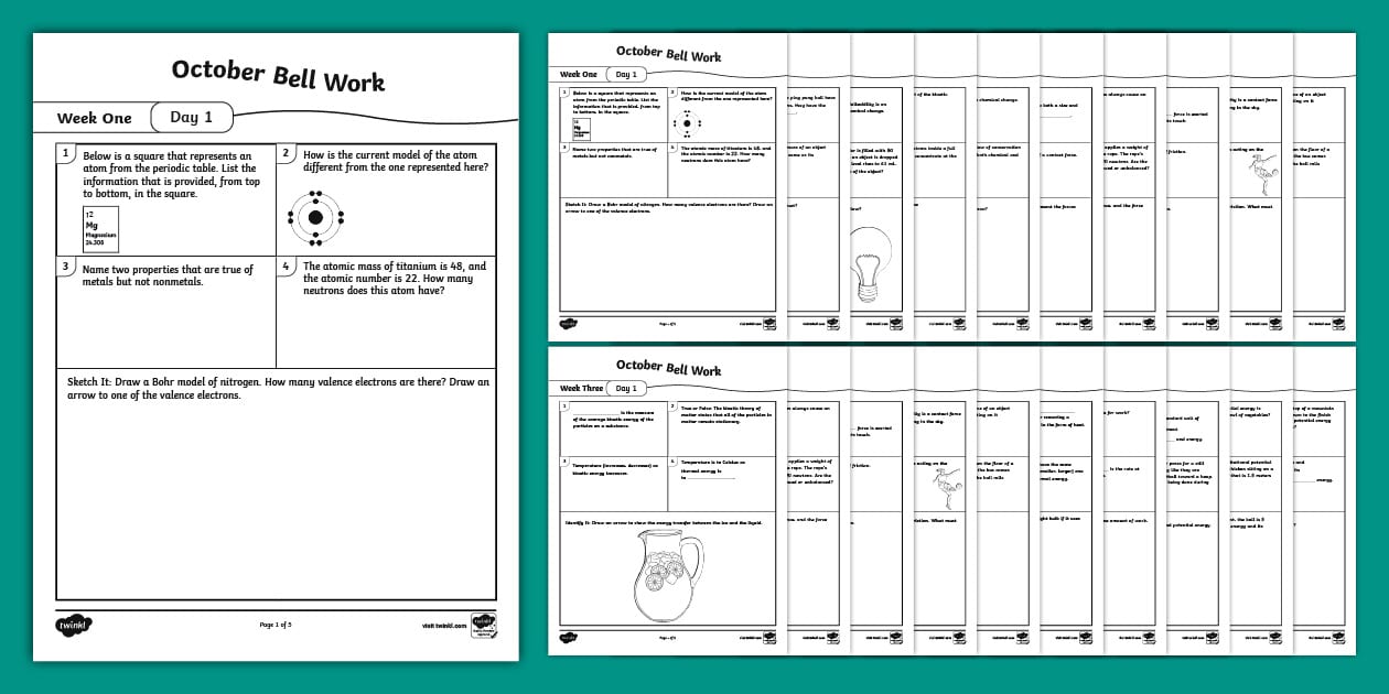 Sixth Grade Science October Bell Work Bundle (Teacher-Made)