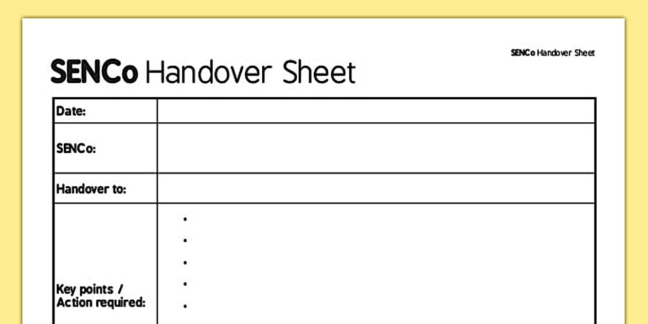 Editable SENCo Handover Sheet (Hecho por educadores)