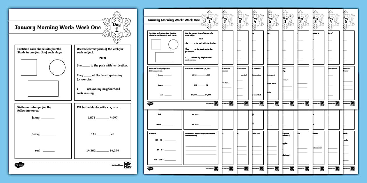 Third Grade January Morning Work Bundle (teacher made)