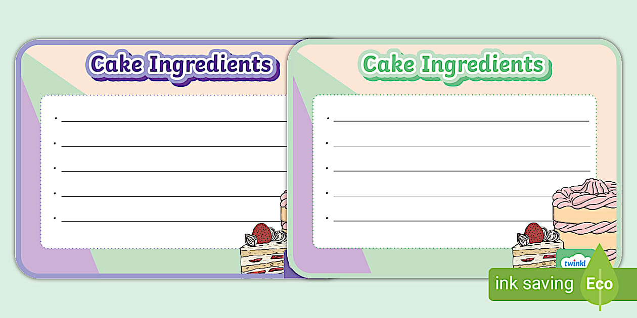 Cake Ingredients Sign Template (teacher made) - Twinkl