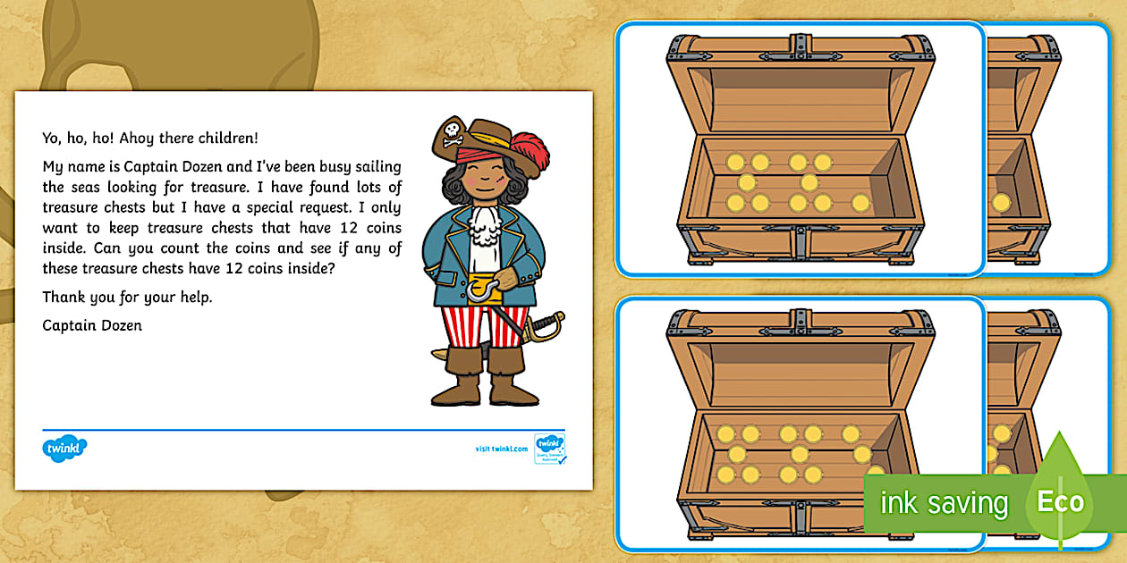 Captain Dozen's Treasure Challenge Counting Cards - Twinkl