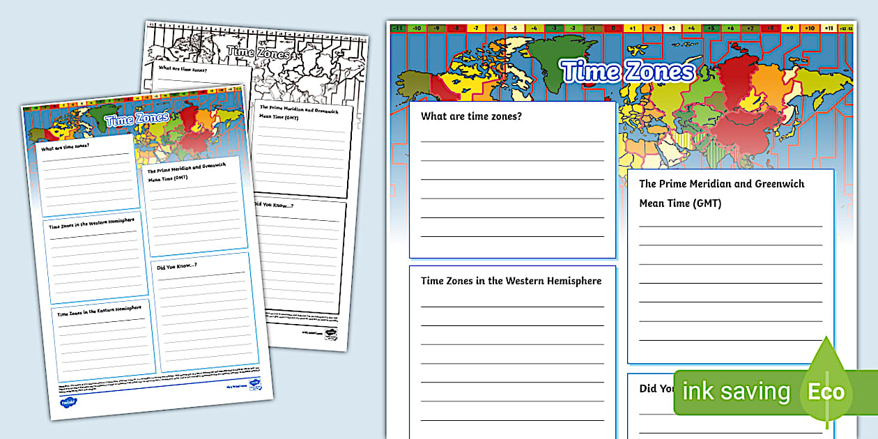 Time Zones Fact File Template (teacher made) - Twinkl