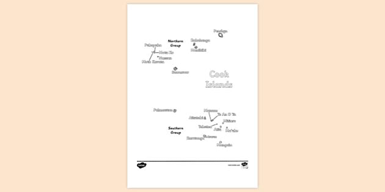 Cook Islands Map Colouring Sheet | Colouring Sheets - Twinkl