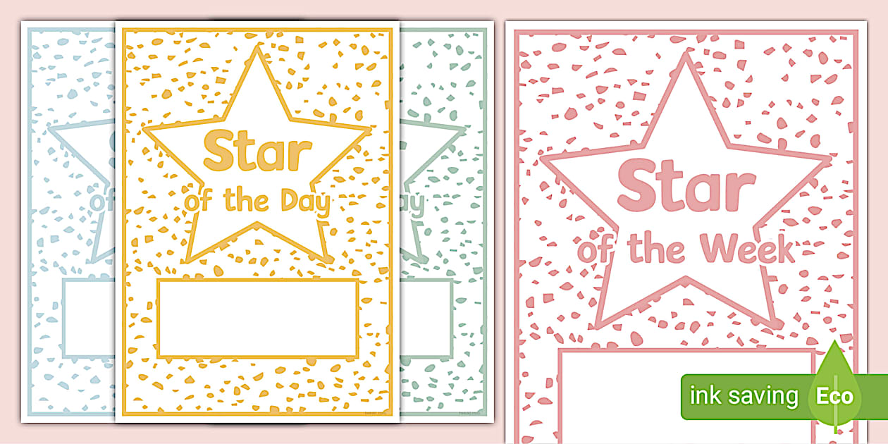 Speckled Pastel Themed Star of the Day and Week Display Posters