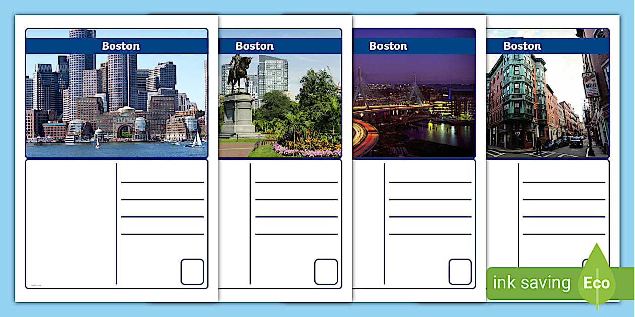 Printable Boston Postcards (Teacher-Made) - Twinkl