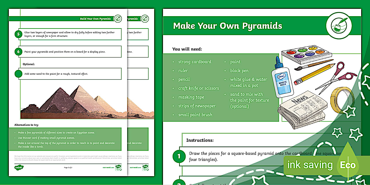 Ancient Egyptians: Make Your Own Pyramids Craft Instructions