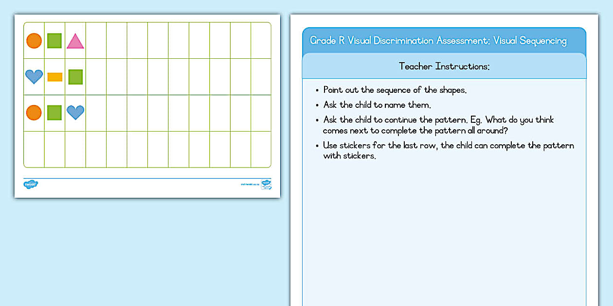 Grade R Visual Discrimination Assessment Sequencing - Twinkl
