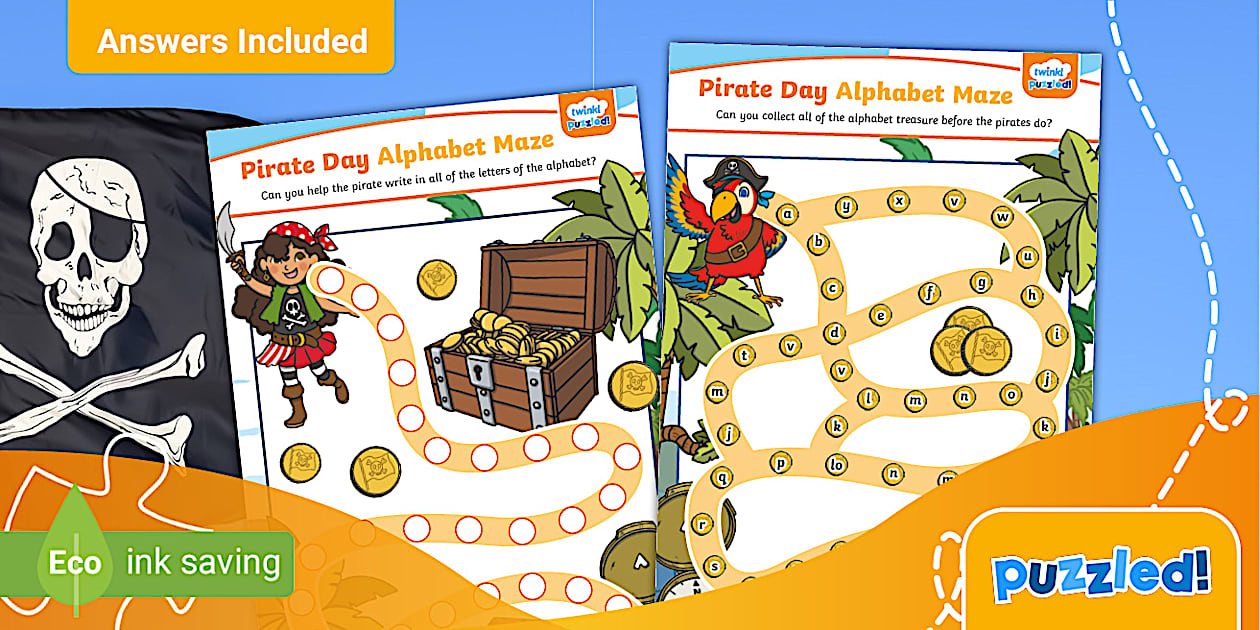 Pirate Alphabet Mazes - Differentiated Letter Mazes - Twinkl