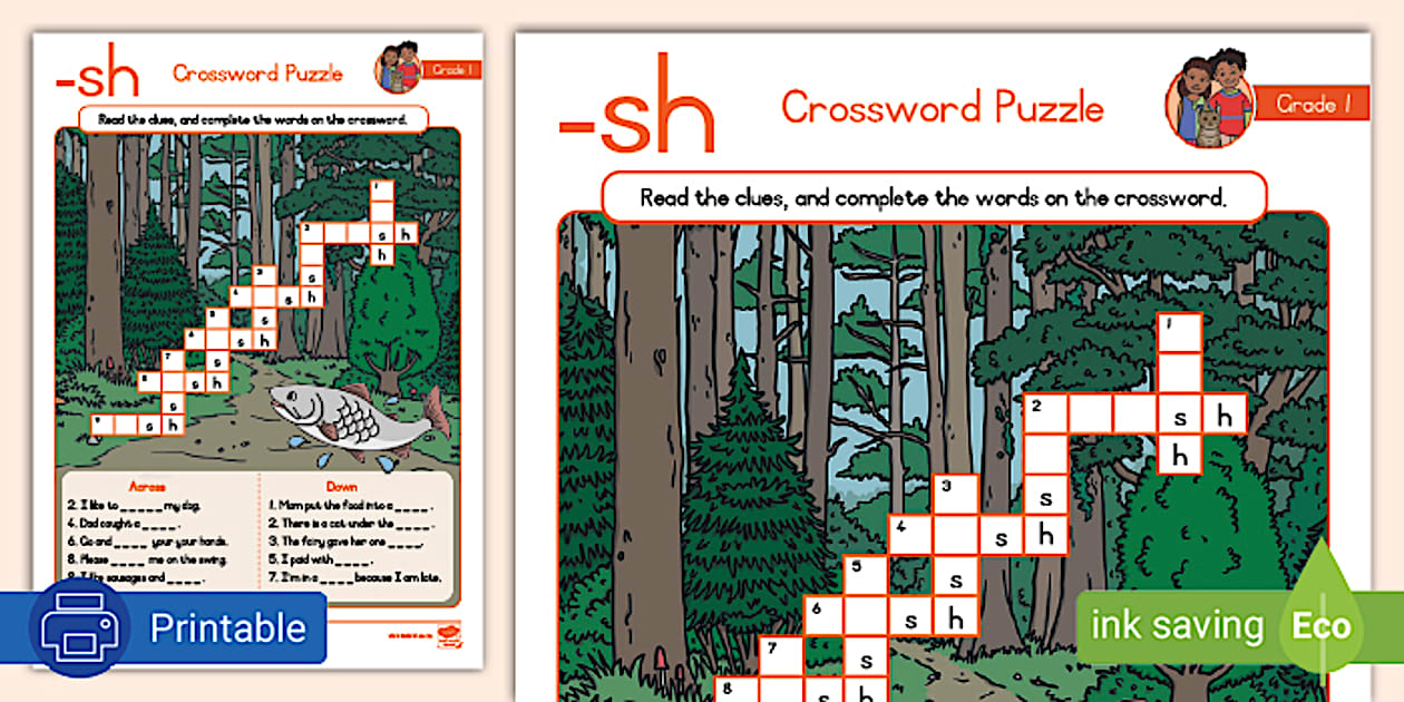 Grade 1 Phonics Crossword Puzzle -sh (teacher made) - Twinkl