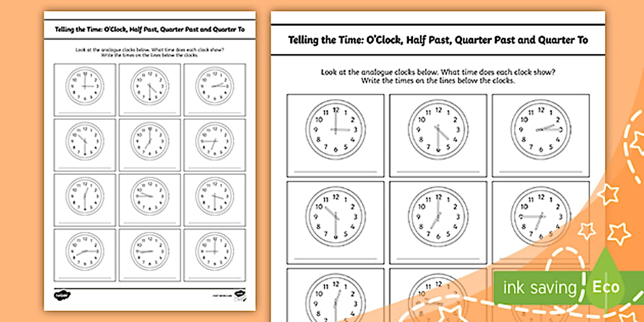 👉 Telling the Time Worksheet (Ages 5 - 7) (teacher made)