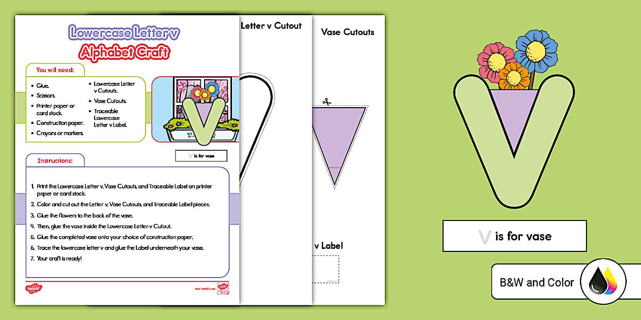 Lowercase Letter v Alphabet Craft (Teacher-Made) - Twinkl