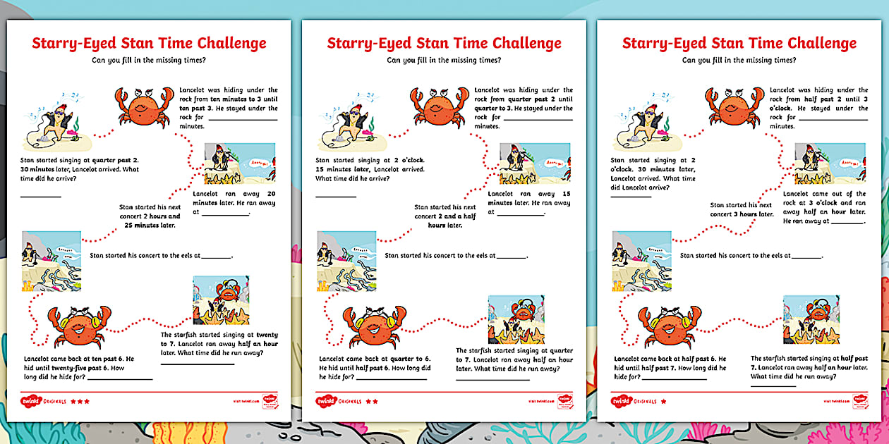 Starry-Eyed Stan Time Challenges Differentiated Worksheets