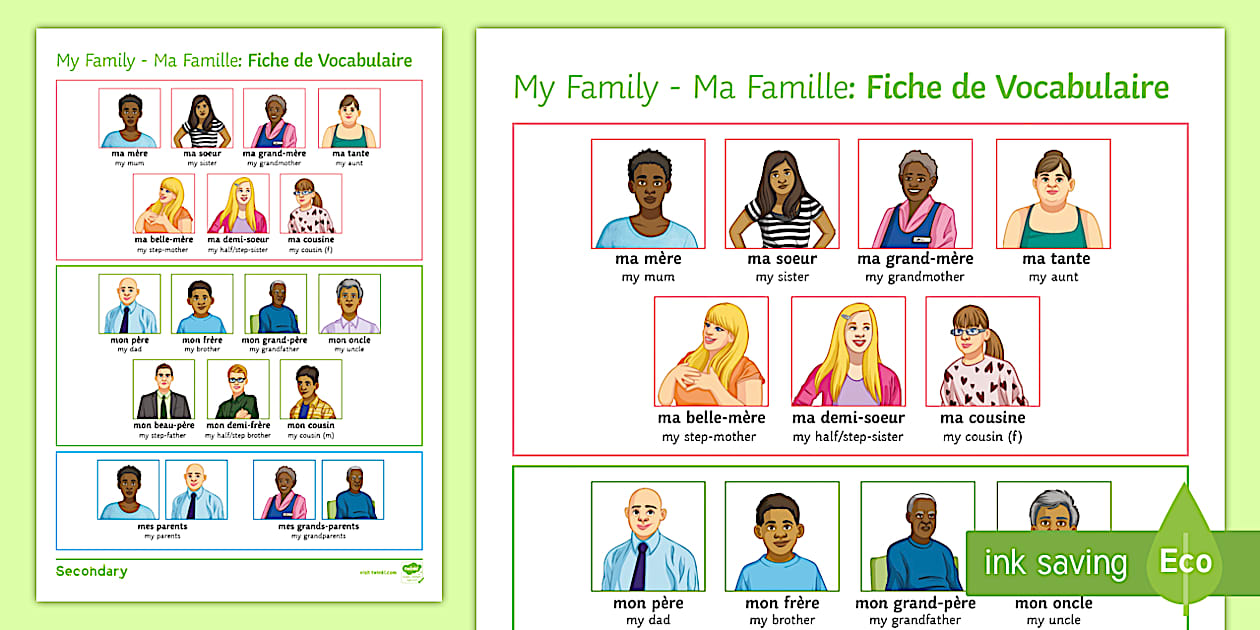 My Family Worksheet / Worksheet French (teacher made)