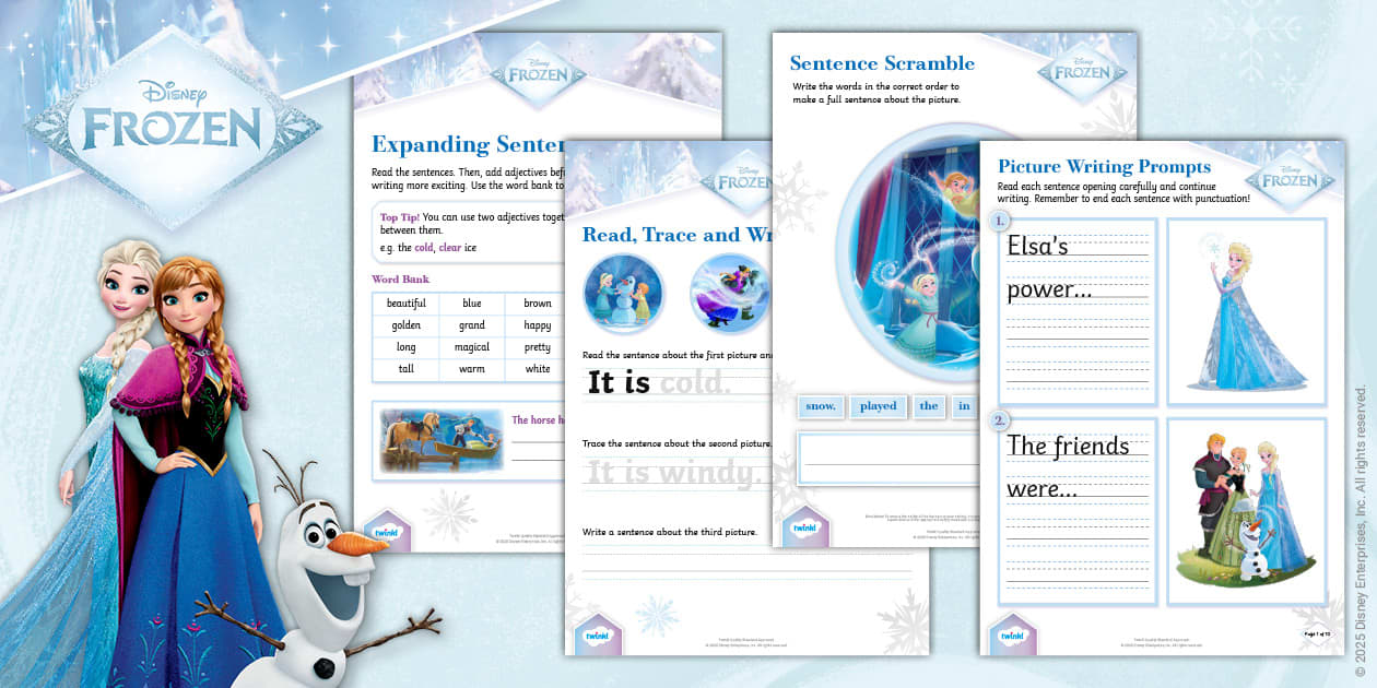 Frozen: Sentence Writing Activity Pack | Twinkl | Disney