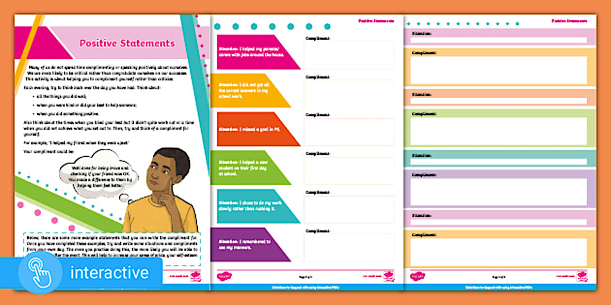 Interactive PDF: Positive Statements (teacher made) - Twinkl