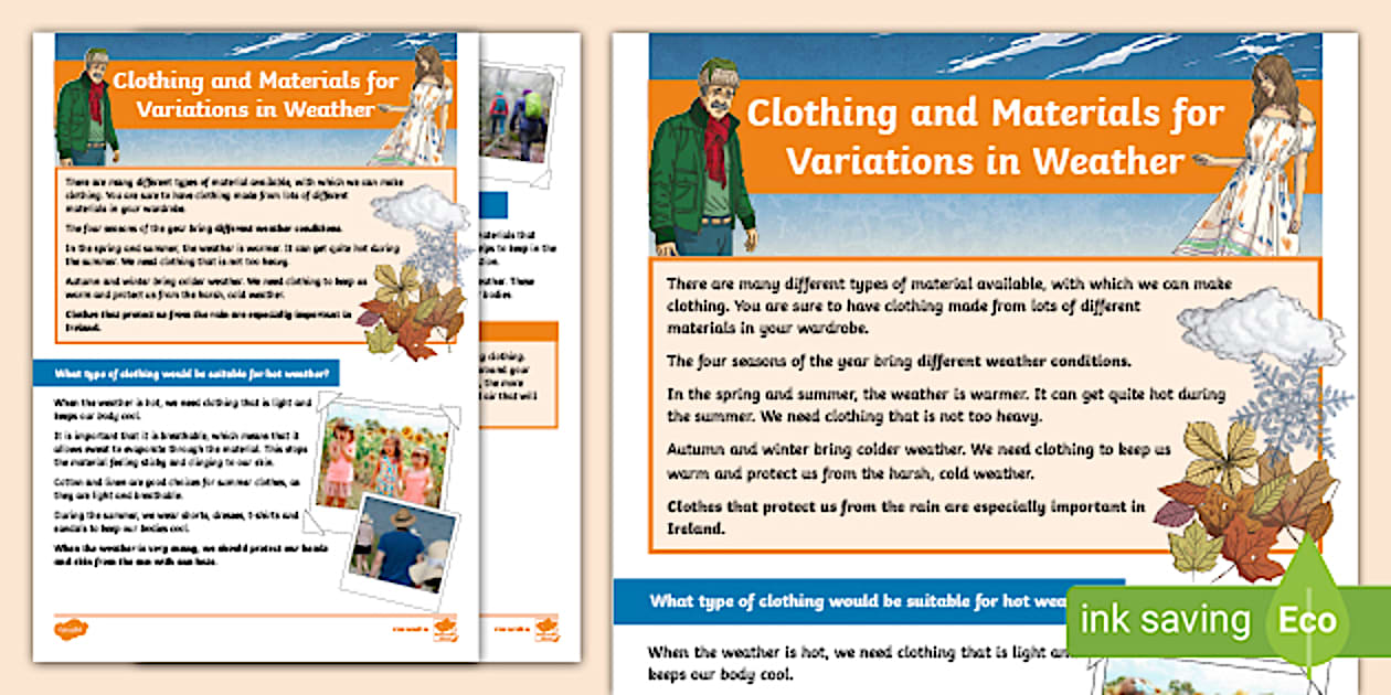 Clothing and Materials for Variations in Weather Fact File