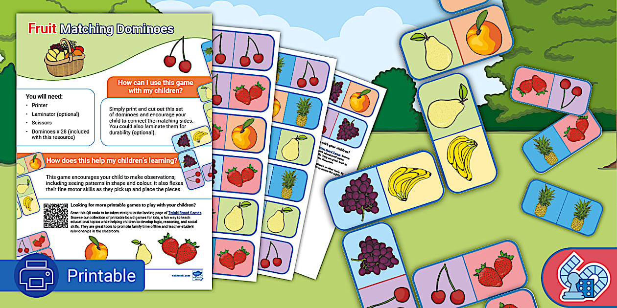 Fruit Matching Dominoes Game (teacher made) - Twinkl