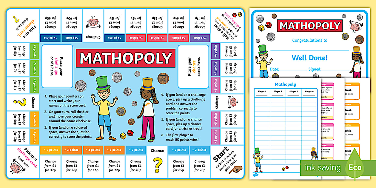 Change from £1 Mathopoly Board Game (teacher made) - Twinkl