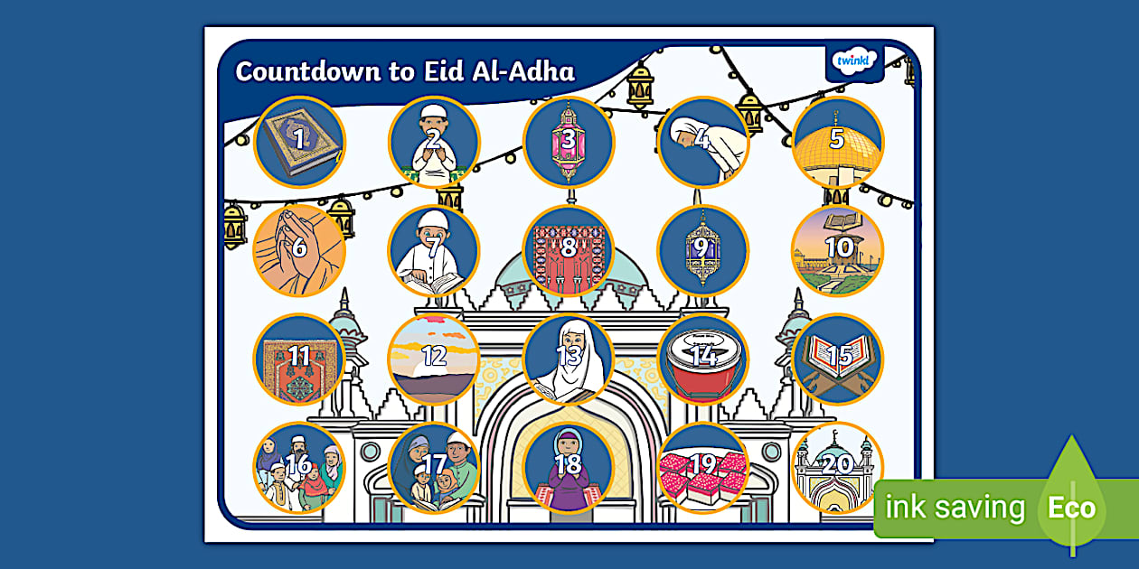 Eid Al-Adha Countdown Display Poster (Teacher-Made) - Twinkl