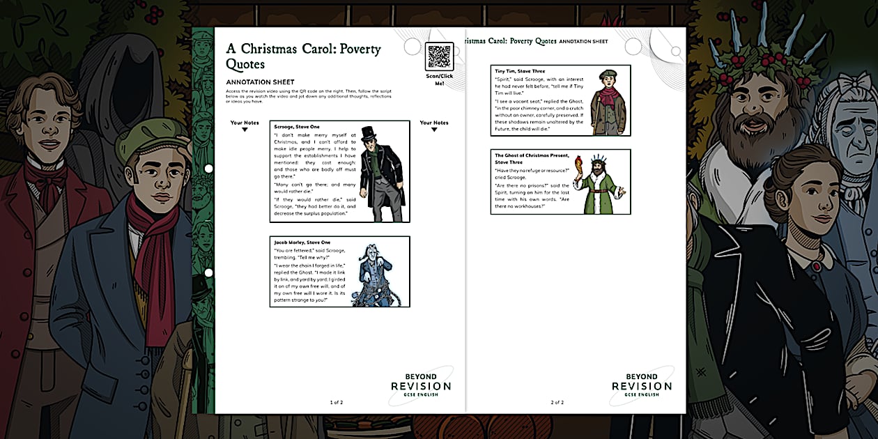 A Christmas Carol: Poverty Quotes Annotation Sheet - Twinkl
