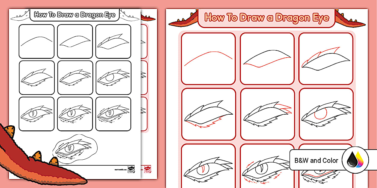 How To Draw a Dragon Eye Worksheet (Teacher-Made) - Twinkl