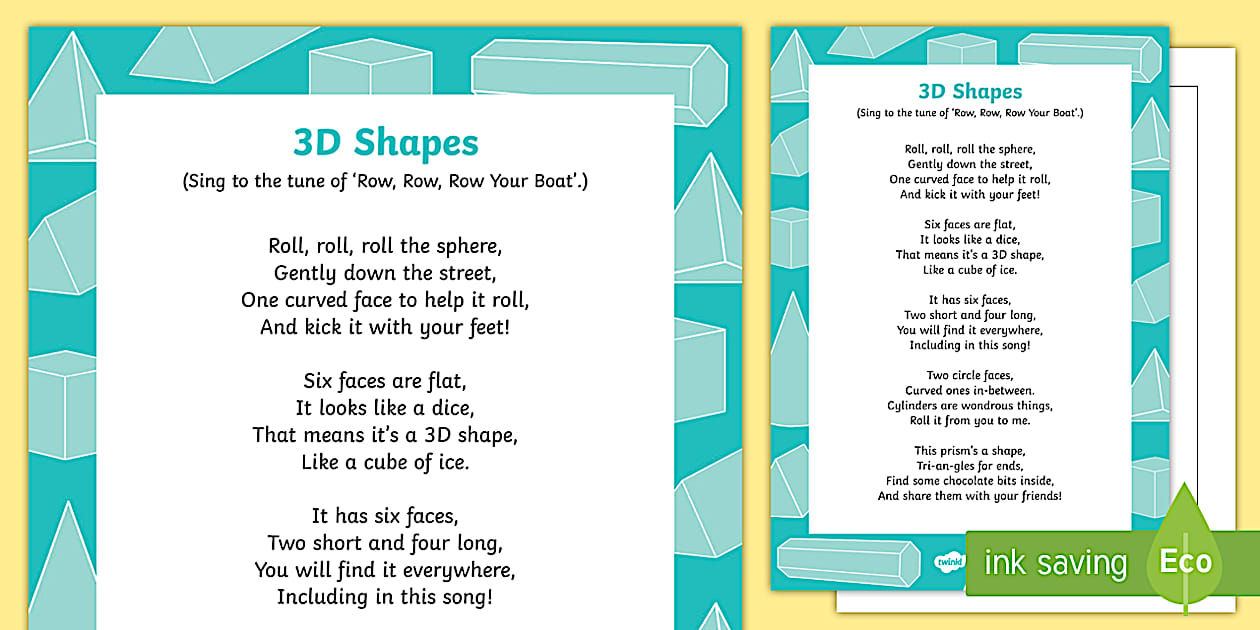 3D Shapes Song (teacher made) - Twinkl