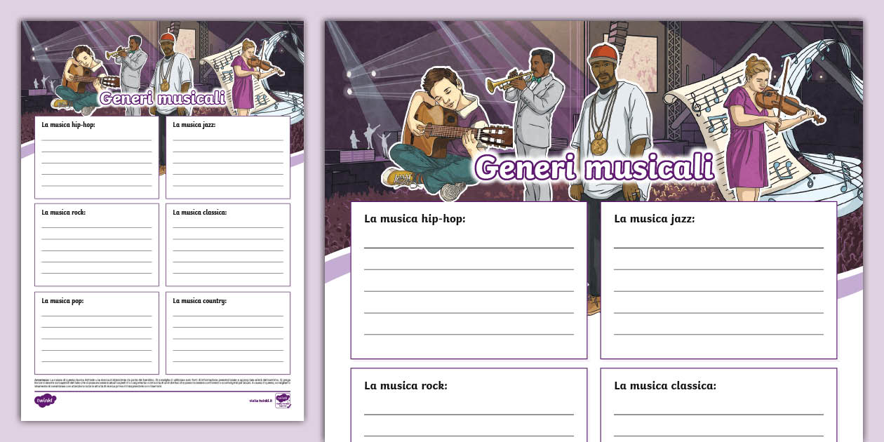 Modello di scheda informativa: Generi musicali - Twinkl