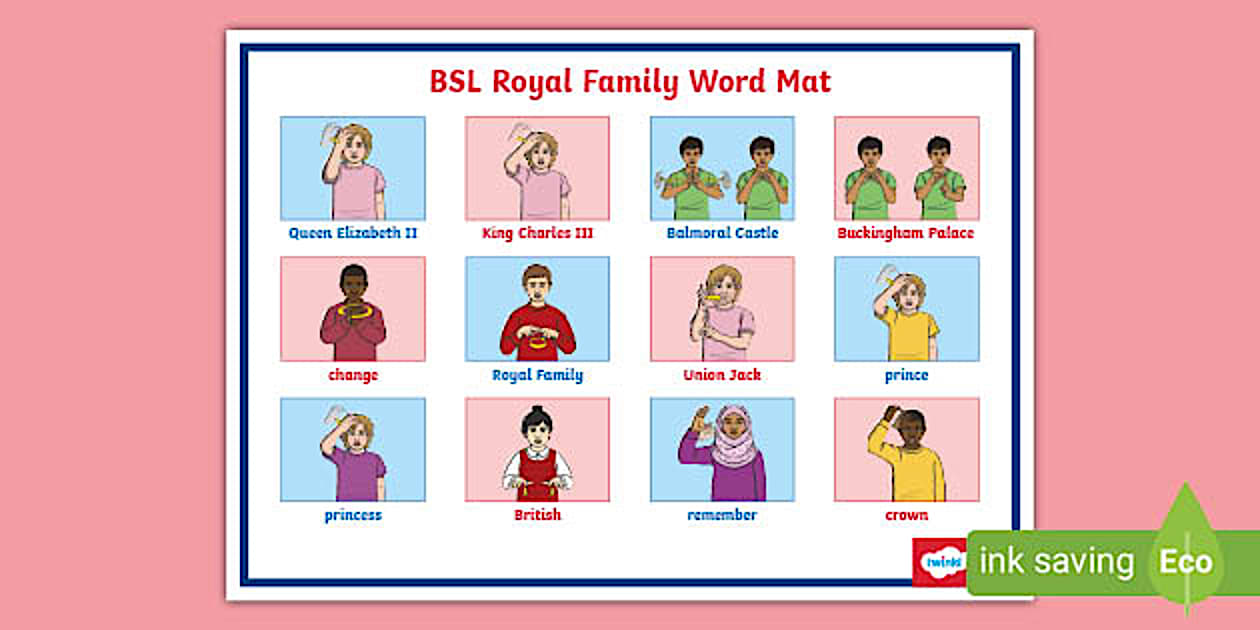 BSL Royal Family Word Mat (teacher made) - Twinkl