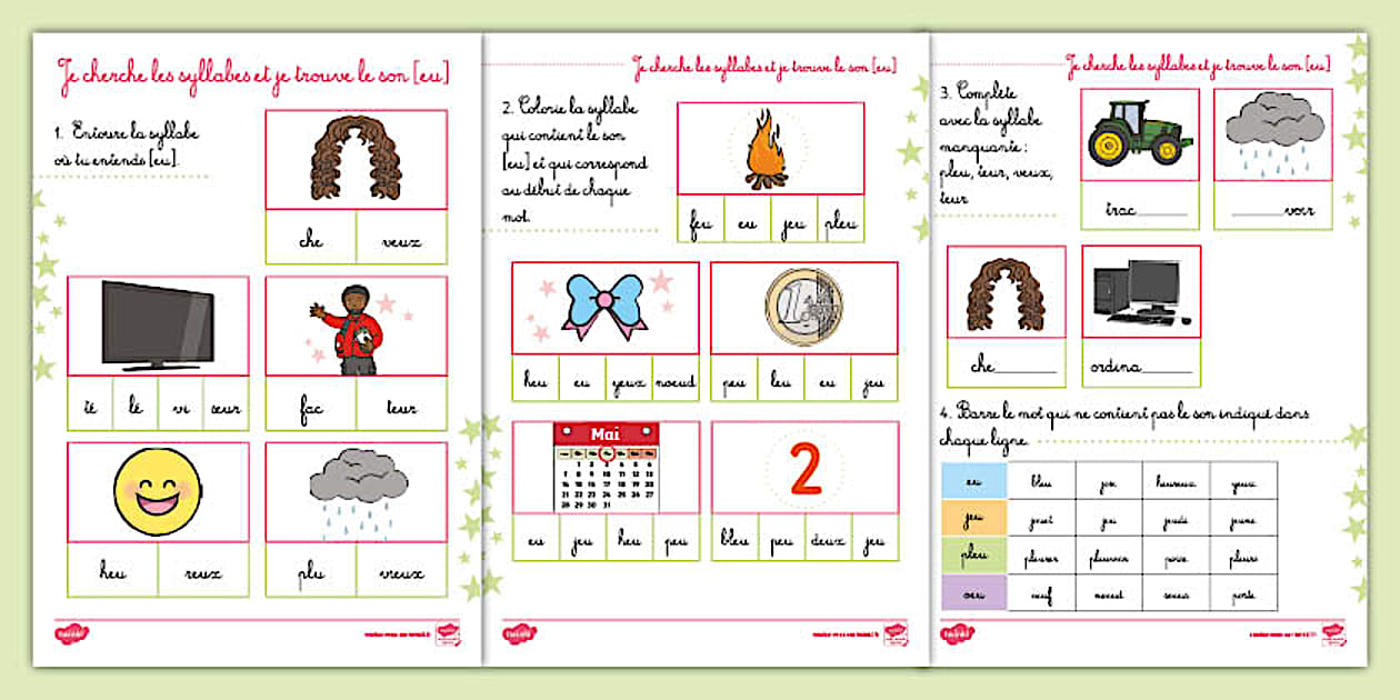 Je cherche les syllabes et je trouve le son [eu] - Twinkl