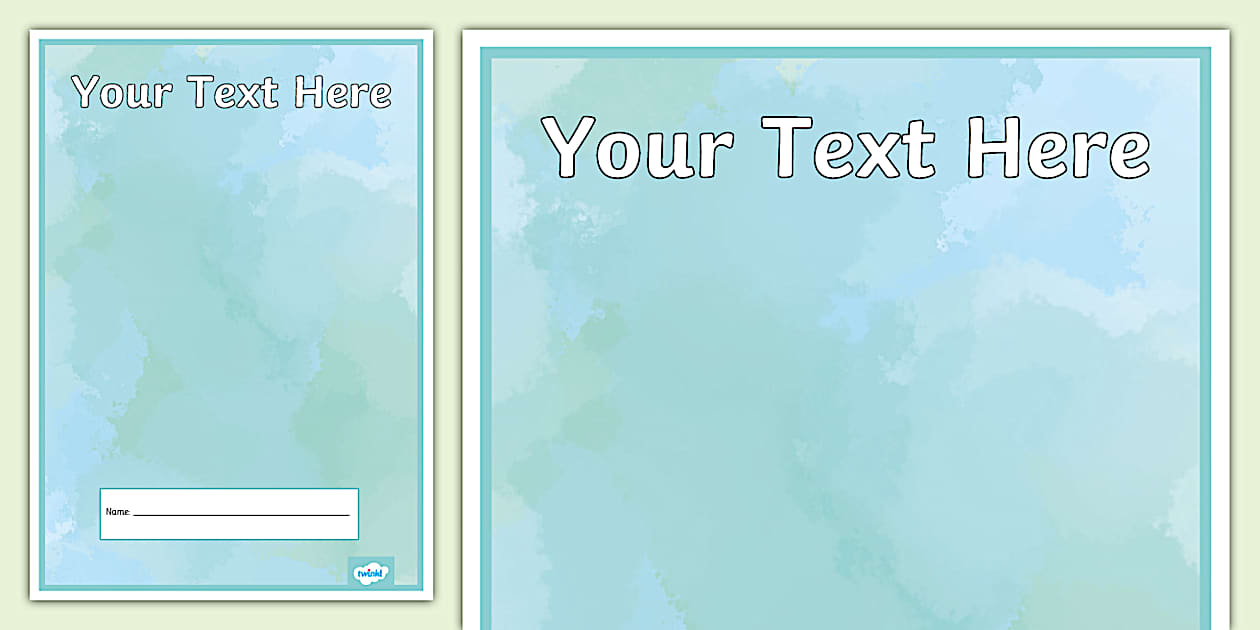 Mint Watercolour Editable Book Cover (teacher made) - Twinkl